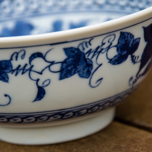 Kitchen | Vintage Asian Japanese Porcelain Bowl Blue And White ...